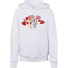 Kapuzenpullover F4NT4STIC "Looney Tunes Bugs Bunny And Lola Valentines" Gr. 110/116, weiß, Mädchen, Obermaterial: 65% Baumwolle, 35% Polyester, Pullover, Print