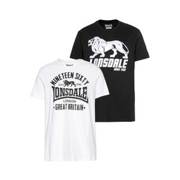 T-Shirt Lonsdale "BYLCHAN" Gr. XXL (60/62), schwarz-weiß (weiß, schwarz), Herren, Single Jersey, Obermaterial: 100% Baumwolle, Shirts