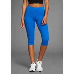 3/4-Leggings FAYN SPORTS "Train Slim Cropped" Gr. 34, N-Gr, blau (royalblau) Damen Hosen mit atmungsaktiven Einsätzen