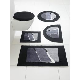 Badematte Grund Badematten Gr. WC-Vorleger rechteckig (50cm x 47cm) WC-Deckelbezug (50cm x 47cm),, schwarz