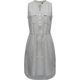 Shirtkleid Ragwear "Roisin Denim" Gr. L (40), Normalgrößen, grau (metallicgrau) Damen Kleider stylisches Sommerkleid mit Bindeband