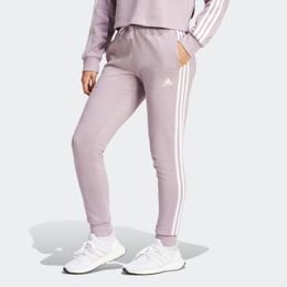 Sporthose adidas Sportswear "ESSENTIALS 3STREIFEN FRENCH TERRY CUFFED HOSE" Gr. M, N-Gr, lila (preloved fig) Damen Hosen