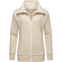 Sweatjacke Ragwear "Shocky", Damen, Gr. 5XL (50), beige, Obermaterial: 70% Baumwolle, 30% Polyester; Innenfutter: 70% Baumwolle, 30% Polyester, Casual, lässig geschnitten hüftlang, hoch geschlossener Ausschnitt, eng Rippbündchen, Sweatjacken, sportliche Damen Zip-Hoodie mit Kordeln