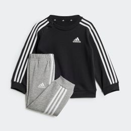 Trainingsanzug adidas Sportswear "ESSENTIALS 3STREIFEN KIDS JOGGINGANZUG" Gr. 104, schwarz-weiß (black, white) Kinder Sportanzüge