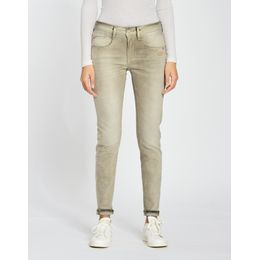 5-Pocket-Jeans Gang "94AMELIE" Gr. 26, N-Gr, grau (soft grey brown) Damen Jeans aus Sweatdenim mit schrägen tief sitzenden Gesäßtaschen