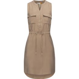 Blusenkleid Ragwear "Roissin" Gr. L (40), Normalgrößen, braun (latte macchiato) Damen Kleider stylisches Sommerkleid mit Bindeband