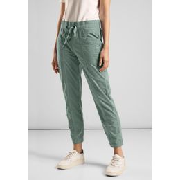 Jogger Pants Street One Gr. 38, Länge 28, grün (mindful grün), Damen, Web, 98% Baumwolle, 2% Elasthan, unifarben, Hosen, in Cord-Optik