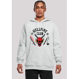 Kapuzenpullover F4NT4STIC "Stranger Things Hellfire Club Netflix TV Series" Gr. L, grau (erdgrau) Herren Pullover Premium Qualität