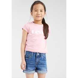 Jeansshorts LEVI'S KIDS "GIRLFRIEND SHORTY SHORT" Gr. 10 (140), N-Gr, blau (evie), Mädchen, Denim/Jeans, Obermaterial: 100% Baumwolle, Jeans, for GIRLS