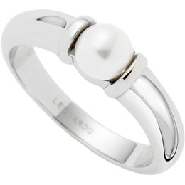 Fingerring Leonardo "Ring Almina, 023538, 023539, 023540" Fingerringe Gr. 17, Edelstahl-Perlen, 3mm, silberfarben (edelstahlfarben, weiß) Damen mit Perle (imitiert)