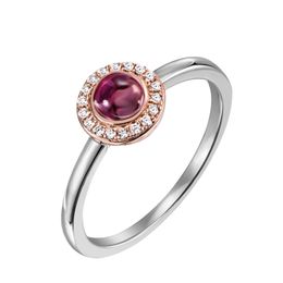 Fingerring Firetti "Schmuck Geschenk Silber 925 Silberring rhodiniert, tlw. vergoldet" Fingerringe Gr. 58, Silber 925 (Sterlingsilber), 1,7mm, rosegold (silberfarben-roségoldfarben-pink-weiß + pink-kristallweiß) Damen mit Turmalin, Zirkonia (synth.)