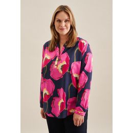 Klassische Bluse Seidensticker "Schwarze Rose" Gr. 50, blau (dunkelblau) Damen Blusen Tunika Floral