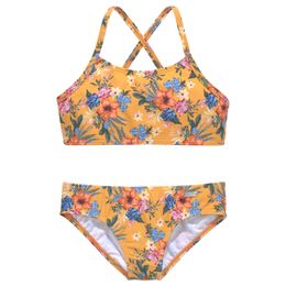 Bustier-Bikini Bench. "Maui Kids" Gr. 134/140, N-Gr, gelb (gelb, bedruckt) Kinder Bikini-Sets Bikini mit trendigem Druck