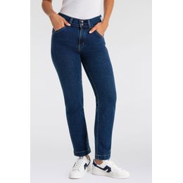 Levi's Straight-Jeans LEVI'S "TAILORED 724 STRAIGHT", Damen, Gr. 28, Länge 34, blau (seams to work), Denim/Jeans, Obermaterial: 80% Baumwolle, 19% Polyester, 1% Elasthan, casual, straight fit normal, Jeans