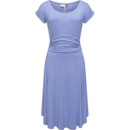 Sommerkleid Ragwear "Yvone Solid" Gr. XS (34), Normalgrößen, blau Damen Kleider leichtes Jersey-Kleid mit Taillengürtel