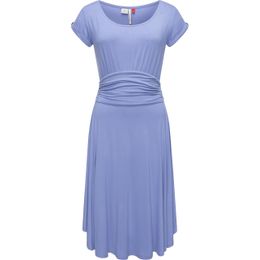 Sommerkleid Ragwear "Yvone Solid" Gr. L (40), Normalgrößen, blau Damen Kleider leichtes Jersey-Kleid mit Taillengürtel