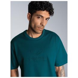 T-Shirt TRIGEMA "TRIGEMA Heavy Oversized mit 3D-Motiv" Gr. L, blau (saphir) Herren Shirts