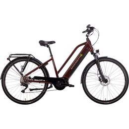 E-Bike SAXONETTE "Premium Sport (Trapez)" E-Bikes Gr. 45cm, 28 Zoll (71,12cm), rot (bordeaux) Pedelec, Elektrofahrrad für Damen