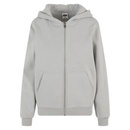 Sweatjacke Urban Classics "Urban Classics Ladies Fluffy Zip Cardigan" Gr. 5XL, grau (lightasphalt) Damen Sweatjacken