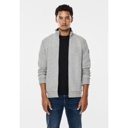 Sweatjacke Street One MEN Gr. M (40), grau (warm grey melange) Herren Sweatjacken mit Stehkragen