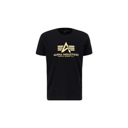 T-Shirt Alpha Industries "Alpha Industries Men - T-Shirts Basic T Carbon" Gr. L, schwarz (schwarz, gold), Herren, Shell: 100% Cotton, Shirts