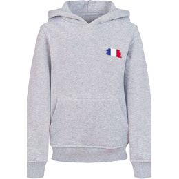 Kapuzenpullover F4NT4STIC "France Frankreich Flagge Fahne" Gr. 122/128, grau (erdgrau), Mädchen, Obermaterial: 65% Baumwolle, 35% Polyester, Pullover, Print