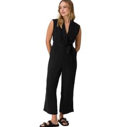 Overall Zero "Zero Jumpsuit mit Bindegürtel" Gr. 34, Normalgrößen, schwarz (black beauty) Damen Overalls Wickeldesign