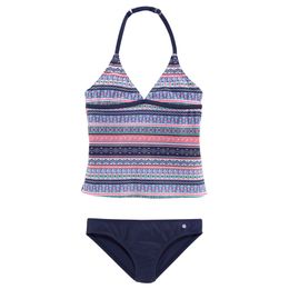 Tankini s.Oliver "Barcelona Kids" Gr. 122/128, N-Gr, bunt (blau, rosé, gestreift), Kinder, Polyamid, Colorblocking, Bikini-Sets, im frechen Streifen-Look