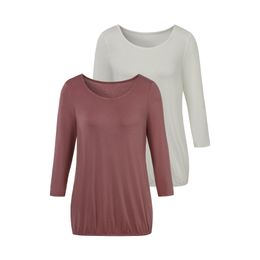 3/4-Arm-Shirt Vivance Gr. 32/34, lila (mauve, creme) Damen Shirts mit elastischem Saumabschluss