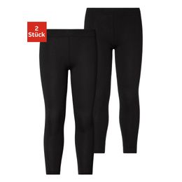 H.I.S. Thermoleggings H.I.S Gr. 92/98, N-Gr, schwarz (2x schwarz), Kinder, Strick, Obermaterial: 48% Baumwolle, 46% Polyester, 6% Elasthan, unifarben, Hosen, innen leicht angeraut