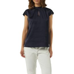 comma, Satinbluse COMMA Gr. 34, blau (navy) Damen Blusen mit Kappärmeln