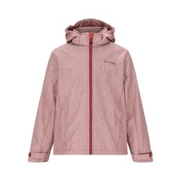 Softshelljacke ZIGZAG "MANONE MELANGE WATERPROOF", Kinder, Gr. 104, rot (hellrot), 100% Polyester, meliert, normal, ohne Ausschnitt, Jacken, mit weichem Innenfleece