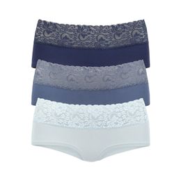 Panty Vivance, Damen, Gr. 32/34, blau (eisblau, rauchblau, navy), Single Jersey, Obermaterial: 95% Baumwolle, 5% Elasthan. Spitze: 93% Polyamid, 7% Elasthan (LYCRA), unifarben, körpernah, Unterhosen, aus elastischer Baumwolle mit floraler Spitze