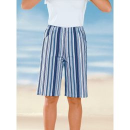 Bermudas Classic Basics, Damen, Gr. 56, Normalgrößen, blau (jeansblau, gestreift), 100% Baumwolle, gemustert, gestreift, mehrfarbig, knielang, Hosen