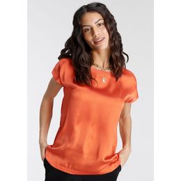 Shirtbluse Laura Scott Gr. 34, orange (orangerot) Damen Blusen aus Satin und Jersey