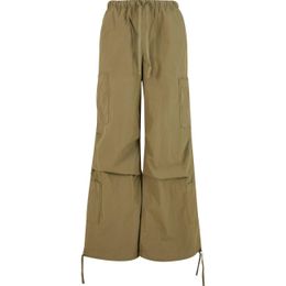 Cargohose Urban Classics "Urban Classics Ladies Cotton Cargo Parashute Pants", Damen, Gr. 4XL, US-Größen, grün (khaki), 100% Baumwolle, unifarben, loose fit, Hosen