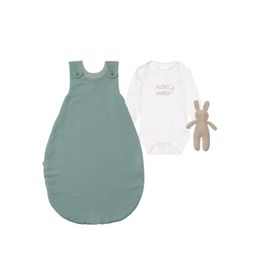 Erstausstattungspaket Liliput "Kleines Wunder", M&auml;dchen, Gr. 74/80, gr&uuml;n (wei&szlig;, gr&uuml;n), 100% Baumwolle, KOB Set-Artikel Erstausstattungspaket, mit Body, Musselinschlafsack und Strick-Hasen