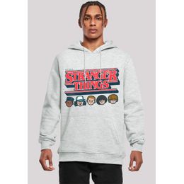 Kapuzenpullover F4NT4STIC "Stranger Things Caricature Logo Netflix TV Series" Gr. L, grau (erdgrau) Herren Pullover Premium Qualität