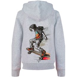 Kapuzenpullover F4NT4STIC "Skateboarder" Gr. 122/128, grau (erdgrau), Mädchen, Obermaterial: 65% Baumwolle, 35% Polyester, Pullover, Print