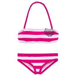 Bandeau-Bikini Bench. Gr. 158/164, N-Gr, pink (pink, weiß), Kinder, Polyamid, gestreift, Bikini-Sets, mit trendigen Streifen