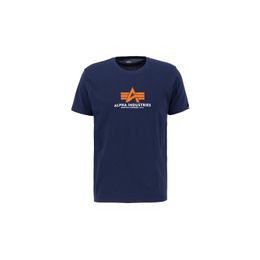 T-Shirt Alpha Industries "Alpha Industries Men - T-Shirts Basic T Rubber" Gr. L, blau (ultra navy), Herren, Obermaterial: 90% Baumwolle, 10% Polyester, Shirts