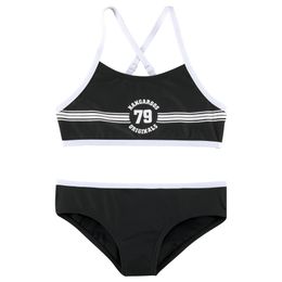 Bustier-Bikini Kangaroos "Sporty" Gr. 122/128, N-Gr, schwarz Kinder Bikini-Sets mit sportlichem Frontdruck