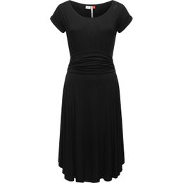 Sommerkleid Ragwear "Yvone Solid" Gr. L (40), Normalgrößen, schwarz Damen Kleider leichtes Jersey-Kleid mit Taillengürtel