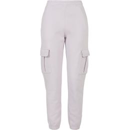 Jogginghose Urban Classics "Urban Classics Damen Ladies High Waist Cargo Sweat Pants" Gr. 4XL, US-Größen, lila (softlila), Damen, 65% Baumwolle, 35% Polyester, unifarben, Hosen