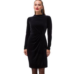 Samtkleid Zero "Zero mit hohem Kragen" Gr. 34, Normalgrößen, schwarz (black beauty) Damen Kleider Falten