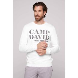 Sweater CAMP DAVID Gr. L, weiß Herren Sweatshirts aus Baumwolle