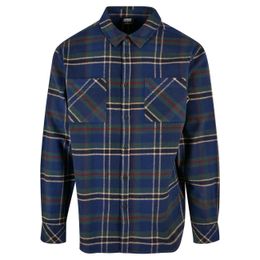 Langarmhemd Urban Classics "Urban Classics Herren Checked Mountain Shirt" Gr. L, US-Größen, bunt (darkblue, bottlegreen) Herren Hemden