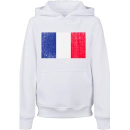 Kapuzenpullover F4NT4STIC "France Frankreich Flagge distressed" Gr. 110/116, weiß, Mädchen, Obermaterial: 65% Baumwolle, 35% Polyester, Pullover, Print