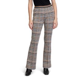 Bundfaltenhose Betty Barclay "Betty Barclay Karo-Hose Slim Fit", Damen, Gr. 38, Normalgrößen, grau (grau, beige), Obermaterial: 65% Polyester, 32% Viskose, 3% Elasthan., feminin, slim fit 7/8-Länge, Hosen, Form