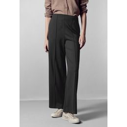 Culotte STREET ONE STUDIO, Damen, Gr. 38, Länge 30, schwarz, Stoff, 70% Viskose, 25% Polyester, 5% Elasthan, unifarben, casual, gerade normal, Hosen, High Waist, Topseller